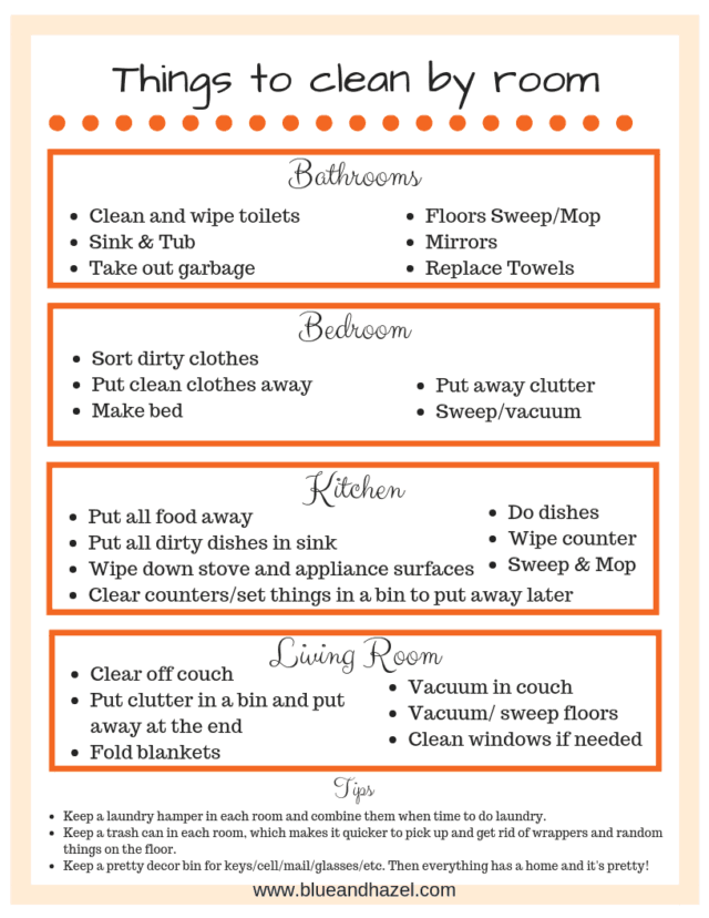Realistic House Cleaning Schedule For Busy Moms - Blue and Hazel