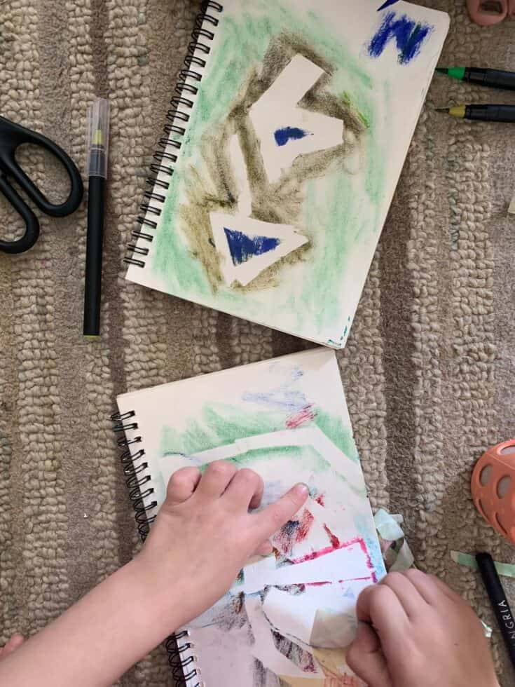 Tape Resist Art Technique For Preschoolers - Blue and Hazel