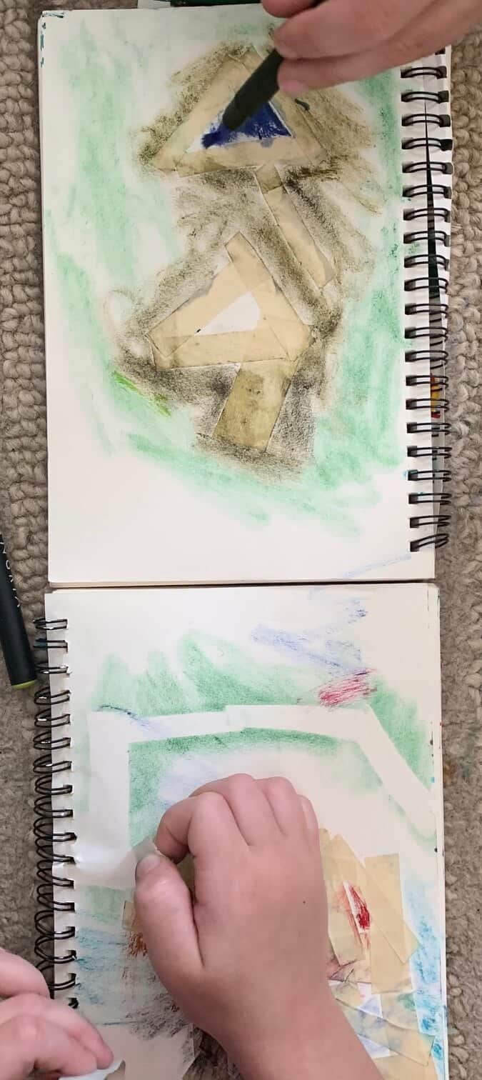 Tape Resist Art Technique For Preschoolers - Blue and Hazel