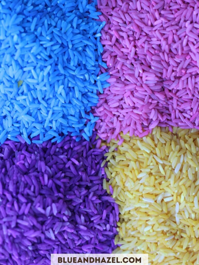 How To Dye Rice With Rubbing Alcohol And Food Coloring - Blue and Hazel