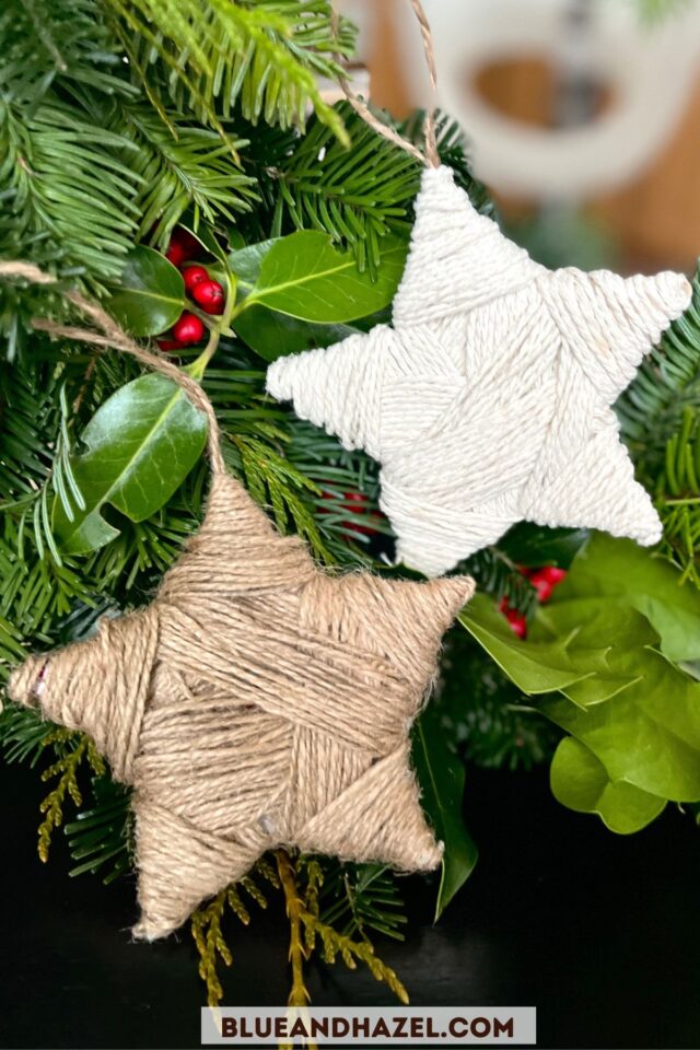 Handmade Star Twine Ornament - Blue and Hazel