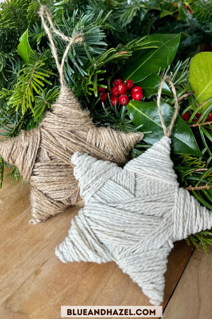 Handmade Star Twine Ornament - Blue and Hazel